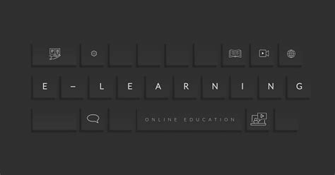E러닝 벡터 개념 설계 온라인 교육을 위한 교육용 아이콘이 있는 키 보드 요소의 Elearning 텍스트 거리가 먼에 대한 스톡 벡터 아트 및 기타 이미지 Istock