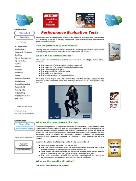 Performance Evaluation Tests Fitness Test Beep Test Pdf