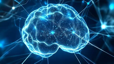 Abstract Glowing Brain Neural Network Connection Royalty Free Image Stock Illustration