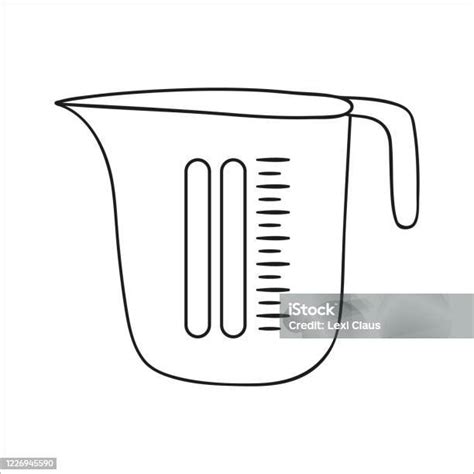 벡터 흑백 측정 컵입니다 흰색 배경에 격리 된 주방 도구 아이콘입니다 만화 스타일의 요리 장비입니다 그릇 벡터 일러스트레이션 개념에 대한 스톡 벡터 아트 및 기타 이미지