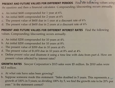Solved Find The Following Values Using The Equations And