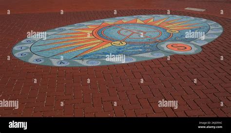 Clock And Compass Mural Art On State Street In Santa Barbara