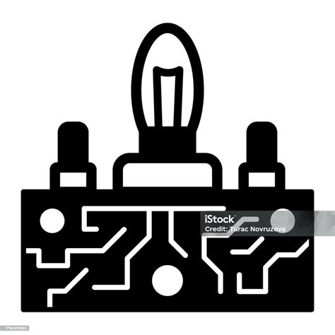 Lampas Pcb 제어 솔리드 아이콘 전자 개념 흰색 배경에 인쇄 회로 기판 램프 벡터 기호 글리프 스타일 아이콘 모바일 개념 웹 디자인 벡터 그래픽 Cpu에 대한 스톡