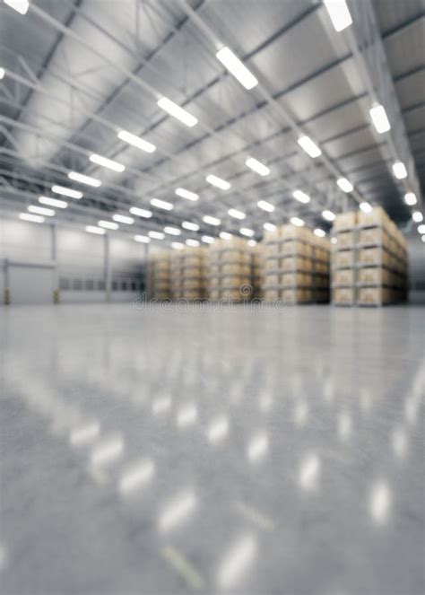3d Rendering Of Warehouse And Concrete Floor Suit For Industrial Background Stock Illustration