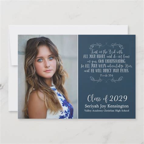 Christian Bible Verse Typography Graduation Photo Invitation Snuggle