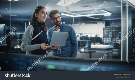 Portrait Two Happy Female Male Engineers Stock Photo Shutterstock