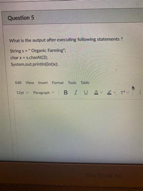 Solved Question 5 What Is The Output After Executing