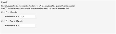 Solved Point Find All Values Of M The For Which The Chegg Com