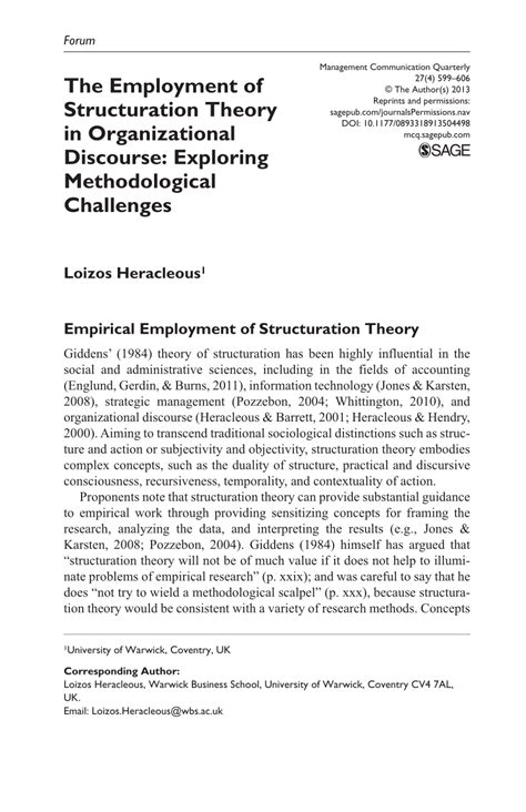 Pdf The Employment Of Structuration Theory In Organizational