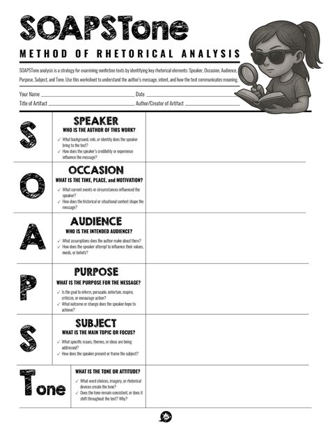 Soapstone Analysis Worksheet Digital Download The Comm Spot