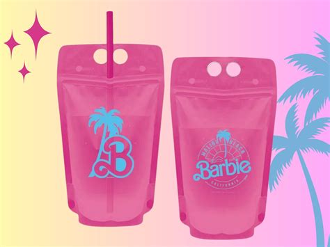 Malibu Pink Doll Plastic Drink Pouches Party Supplies 8pcs Etsy