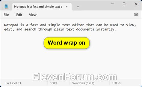 Turn On Or Off Word Wrap In Notepad In Windows 11 Windows 11 Forum