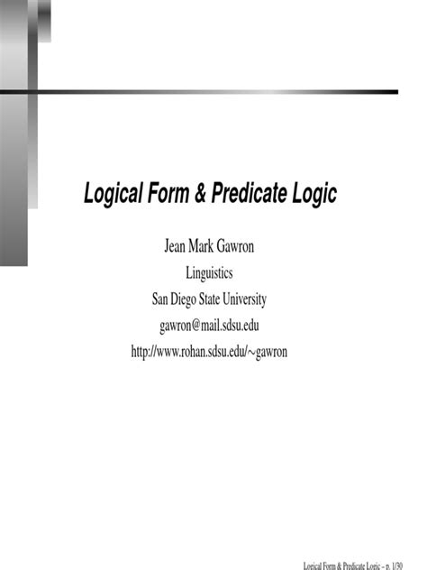 Pred Logic Slides Pdf Predicate Grammar Logic
