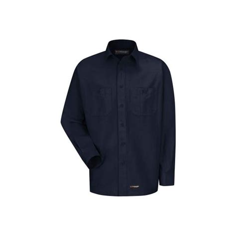 Vf Imagewear Wrangler Mens Canvas Long Sleeve Work Shirt Navy Long L