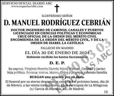 Esquela Publicada Abc Manuel Rodríguez Cebrián