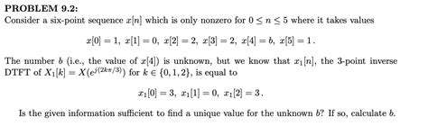 Solved PROBLEM Consider A Six Point Sequence X N Which Chegg Com