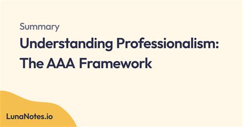 Understanding Professionalism The Aaa Framework Video Summary By Lunanotes