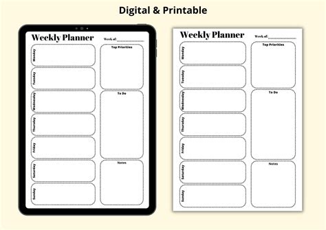 Weekly Planner 7 Day Planner Template Weekly Agenda PDF To Do List Week At A Glance Time