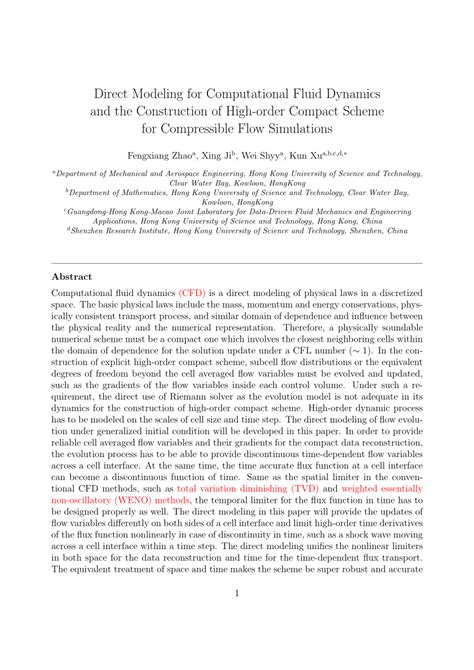 Pdf Direct Modeling For Computational Fluid Dynamics And The Construction Of High Order