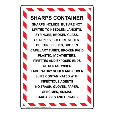 Vertical Sign Biohazard Sharps Container Sharps Include But
