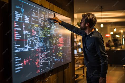 Premium Ai Image A Programmer Engrossed In Writing Code On Multiple Monitors The Ambient Light