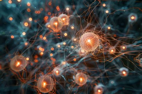 A Cluster Of Glowing Spheres Some Of Which Are Orange Stock Image