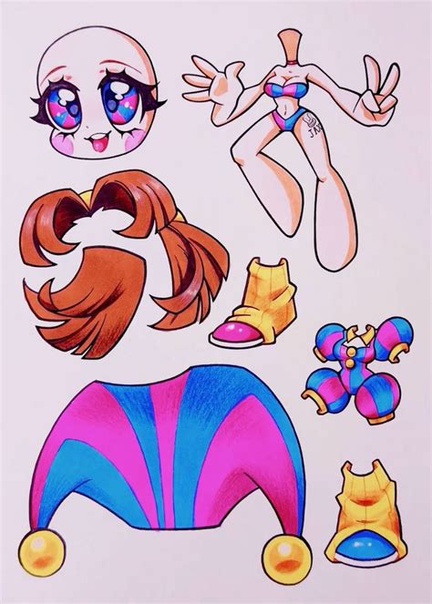 Anime Pomni Paper Doll Arty Pie Cute Paper Doll Eyes Pomni Paper