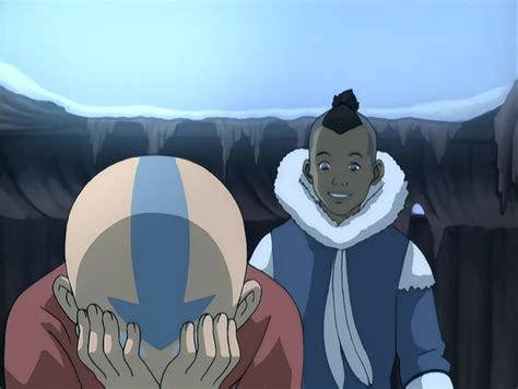 Avatar Aang Crying Sokka Approaching Him With A Smile On His Face