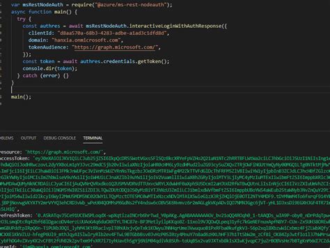 node js specify scope in device code flow in azure ms rest nodeauth