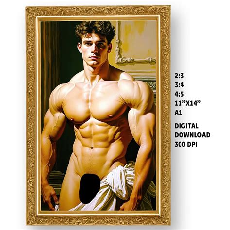 Vintage Male Nude Art Print Renaissance Style Digital Download Etsy