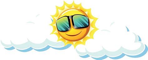 Fun Sun With Sunglasses Sunglass White Cloud Vector Sunglass White