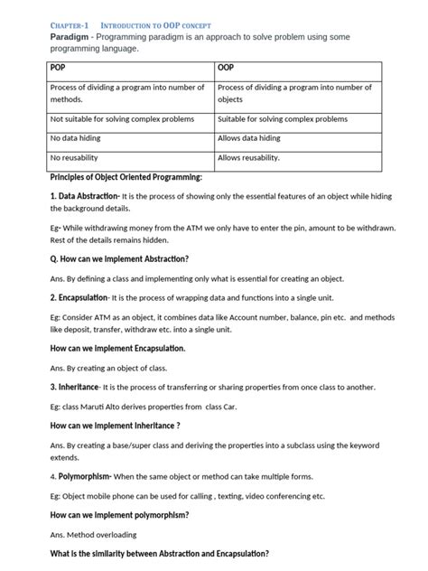 Introduction To Oop Concept 1 Pdf Class Computer Programming