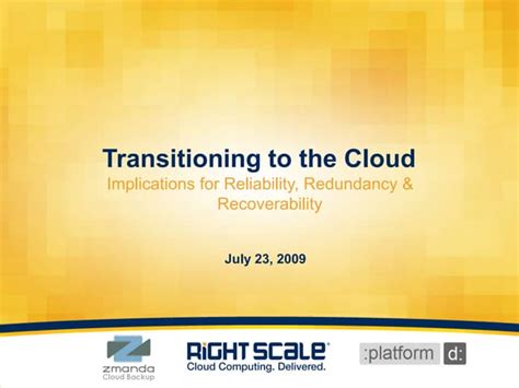 Transitioning To The Cloud Implications For Reliability Redundancy And Recoverability Ppt