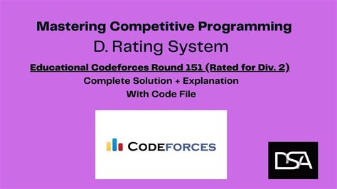 D Rating System Educational Codeforces Round 151 Rated For Div 2