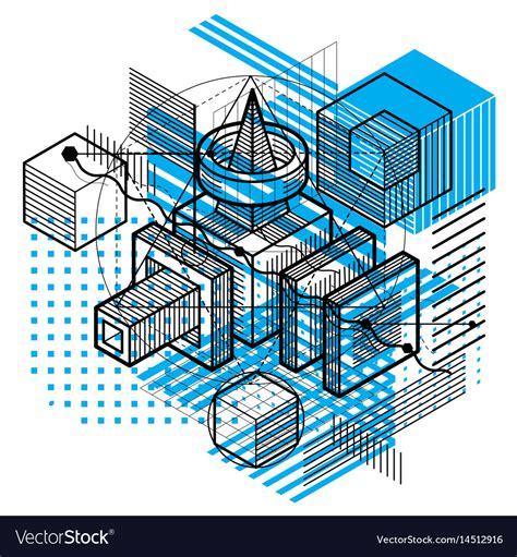 Abstract Design With 3d Linear Mesh Shapes Vector Image