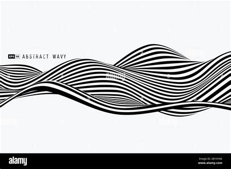 Abstract Black And White Stripe Line Wavy Pattern Element Cover