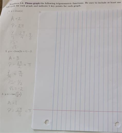 Solved Numbers 1 6 Please Graph The Following Trigonometric Chegg Com