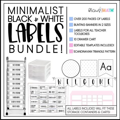 Minimalist Black And White Classroom Labels Kraus Math