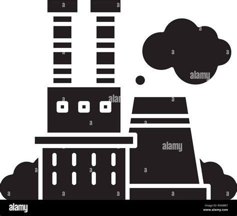 Industrial Complex Black Icon Vector Sign On Isolated Background