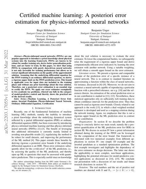 Pdf Certified Machine Learning A Posteriori Error Estimation For