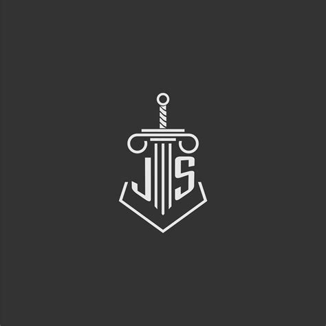 Js Initial Monogram Law Firm With Sword And Pillar Logo Design 20001310