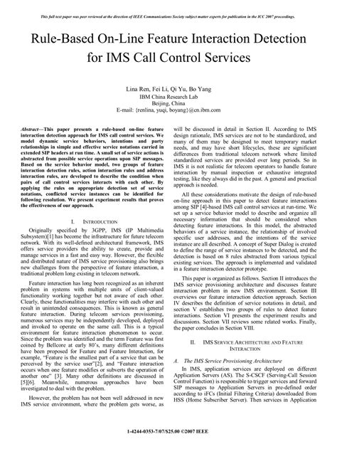 Pdf Rule Based On Line Feature Interaction Detection For Ims Call
