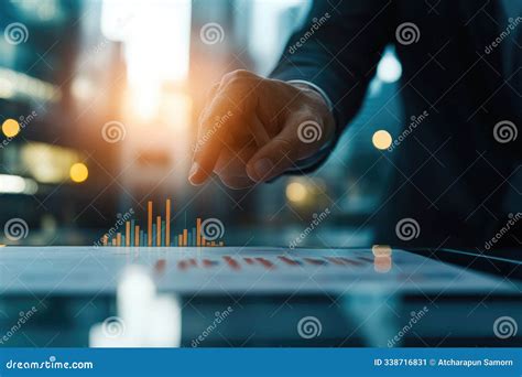 a man is pointing at a graph on a computer screen stock illustration