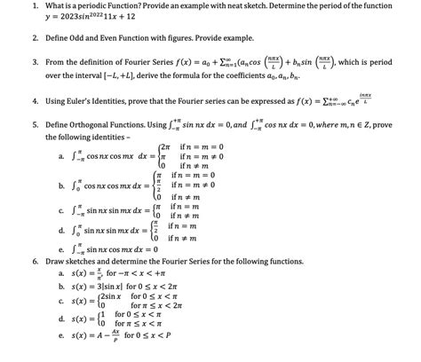 Solved 1 What Is A Periodic Function Provide An Example