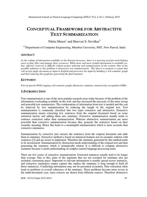 Conceptual Framework For Abstractive Text Summarization Pdf Parsing Semantics