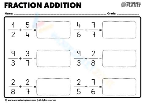 Adding Fractions Worksheets 4th Grade