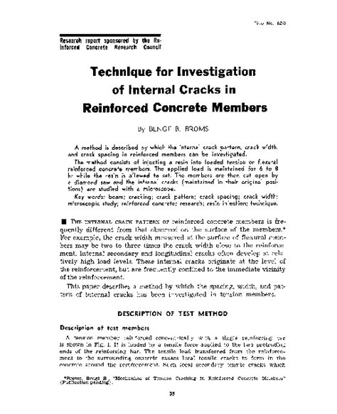 Pdf Technique For Investigation Of Internal Cracks In Reinforced Concrete Members