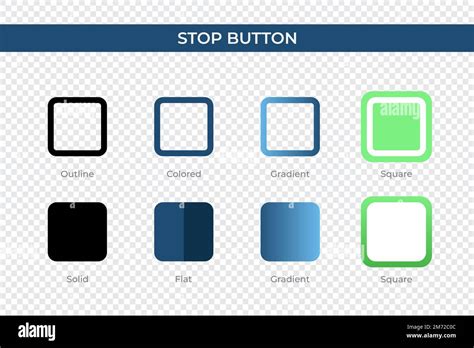 Stop Button Icon In Different Style Stop Button Vector Icons Designed