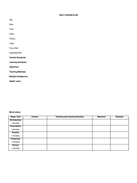 Template 3ps Daily Lesson Plan Pdf