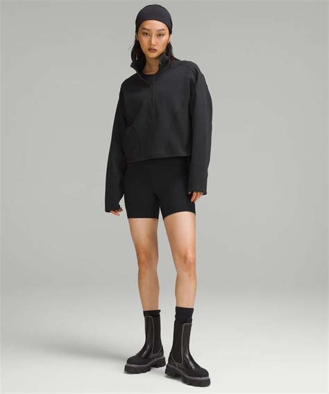 Lululemon Mixed Fabric Half Zip Pullover Black Lulu Fanatics